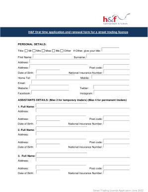 Fillable Online Street trading licence application form Fax Email Print ...