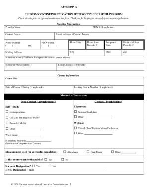 Fillable Online dlr sd uniform continuing education reciprocity course ...