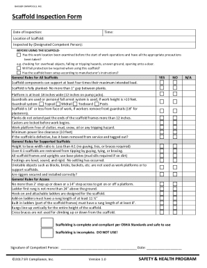 Fillable Online Scaffold Inspection Form - Badger Swimpools Fax Email ...