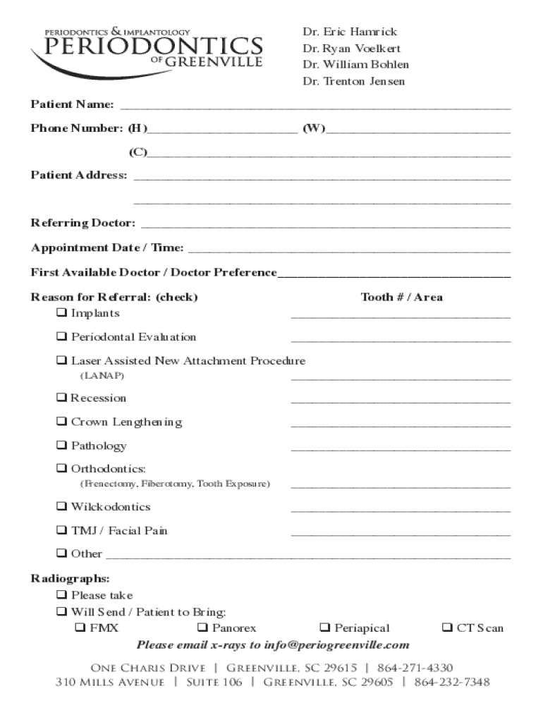 Fillable Online Dr. Eric Hamrick Dr. Ryan Voelkert Dr. William Bohlen ...