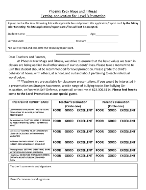 Fillable Online Phoenix Krav Maga and Fitness Testing Application for ...
