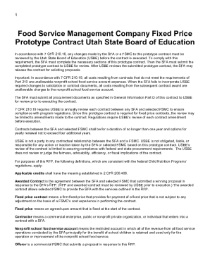 Fillable Online RFP: Food Service Management Company Fixed Price ...