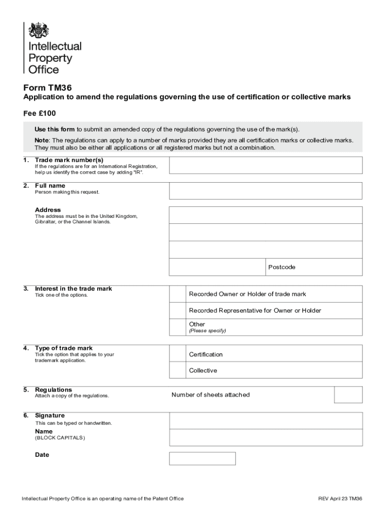 Fillable Online Application to amend the regulations governing the use ...