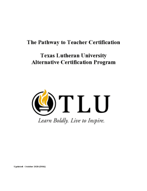Fillable Online Pathway to Teacher Certification Through the TLU ...