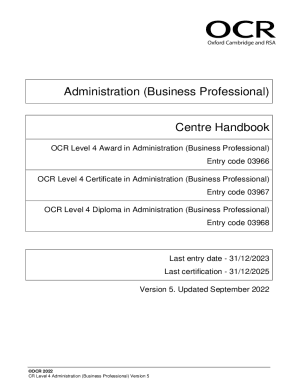 Fillable Online ocr org No adaptations for Administration (Business ...