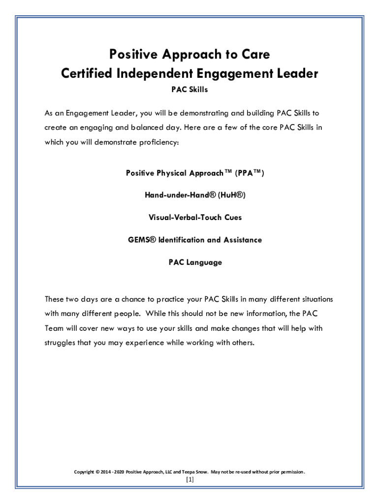 Fillable Online Positive Approach to Care (PAC) Trainings with Rayna ...