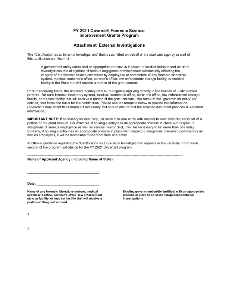 Fillable Online FY21 Coverdell External Investigations Attachment ...