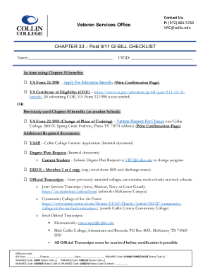 Fillable Online Chapter 33 Eligibility Verification Form Fax Email ...