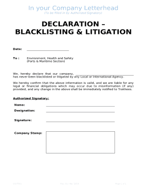 Blacklisting case statement Doc Template | pdfFiller