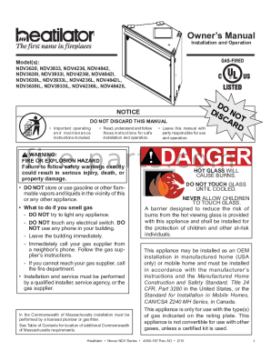 Fillable Online Gas Fireplace Owner's Manual Installation and Operation ...