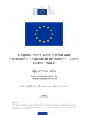 Fillable Online ec europa Global Europe (NDICI) Application Form Fax ...