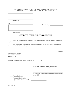Fillable Online Form 81 Nonmilitary Affidavit Fax Email Print - pdfFiller