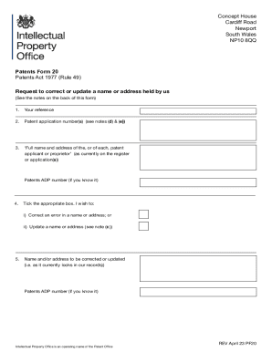Fillable Online Patents Form 51 - Appointment or change of agent Fax ...