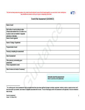 Fillable Online Events guidance - considerations for completing form ...