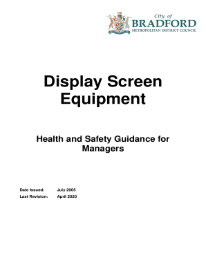 Fillable Online Working safely with display screen equipment: Overview ...