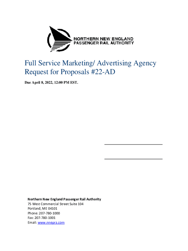 Fillable Online Marketing Agency Request for Proposal (RFP) Template ...