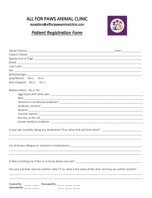 Fillable Online New Patient Registration FormFeeding Hills Vet Clinic ...