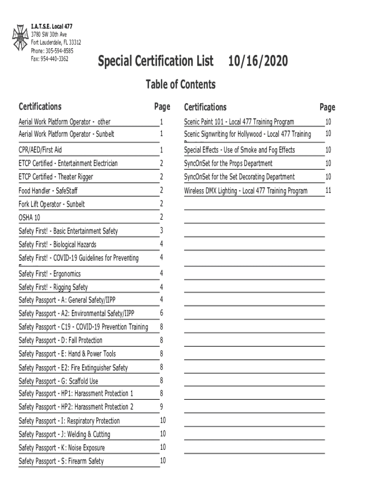 Fillable Online Certifications List Fax Email Print - pdfFiller