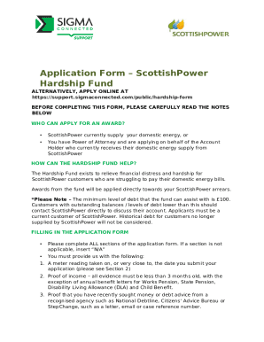 Scottish Power Hardship Fund Application Doc Template | pdfFiller