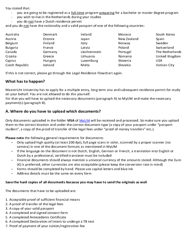Fillable Online The accelerated visa procedure for prospective students of Universiteit ...
