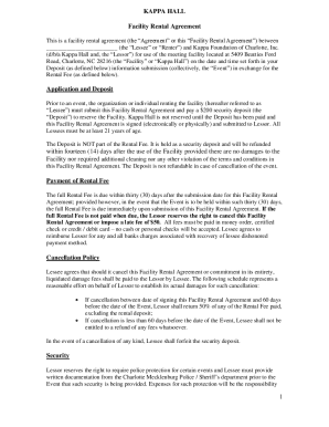 Fillable Online Facility Rental Agreement Template for Free Fax Email ...