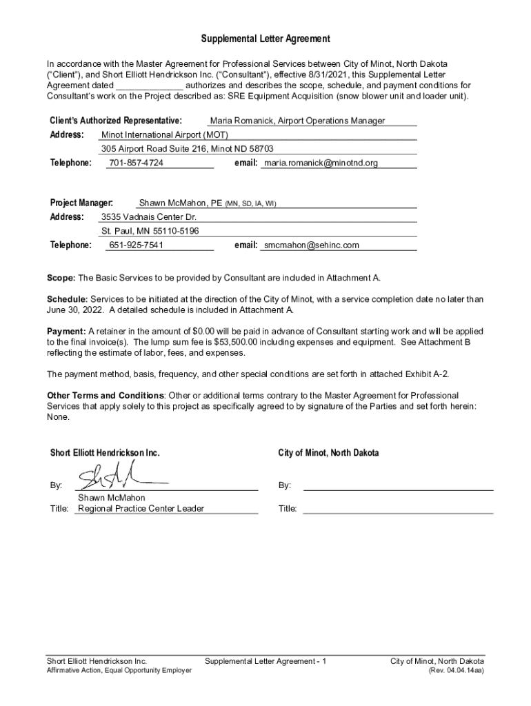 Fillable Online Master Agreement for Professional Services - Waite Park ...