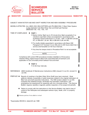 Fillable Online Main Rotor Hub and Shaft Inspection and New Assembly ...