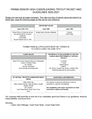 Fillable Online Cheer tryout packet: Fill out & sign online Fax Email ...