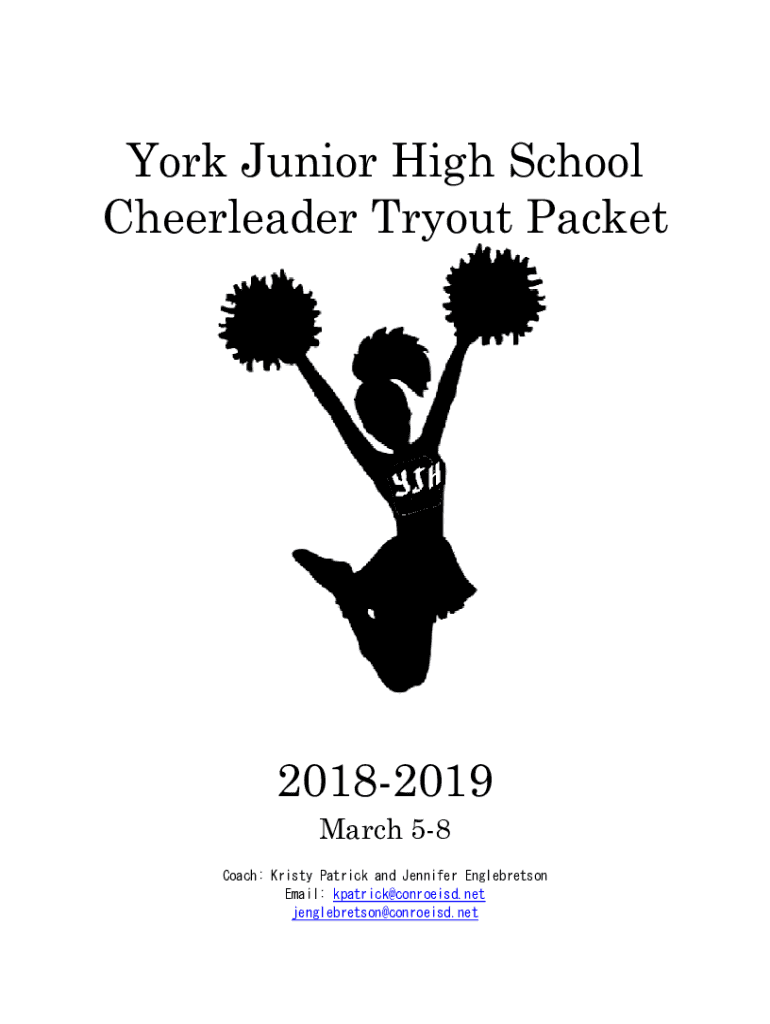 Fillable Online York Junior High School Cheerleader Tryout Packet 2018 ...