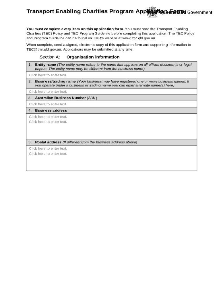 Transport Enabling Charities Application . Road Corridor Permit Doc ...