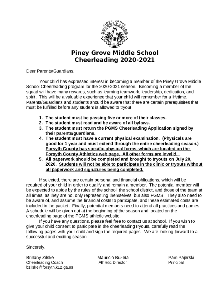 Athletics / Cheerleading Doc Template | pdfFiller