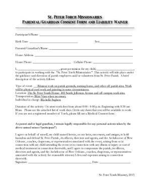 Fillable Online Parental-Guardian Consent Form and Liability Waiver Fax Email Print - pdfFiller
