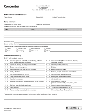 Fillable Online Travel Health Questionnaire Fax Email Print - pdfFiller