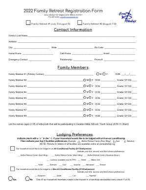 Fillable Online 2022 Family Retreat Registration Form Fax Email Print ...