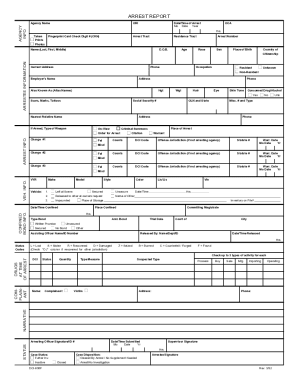 Fillable Online Arrest Report Form. Card Template Fax Email Print ...