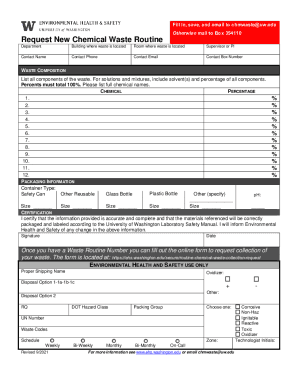 Fillable Online Request New Chemical Waste Routine. Request New ...