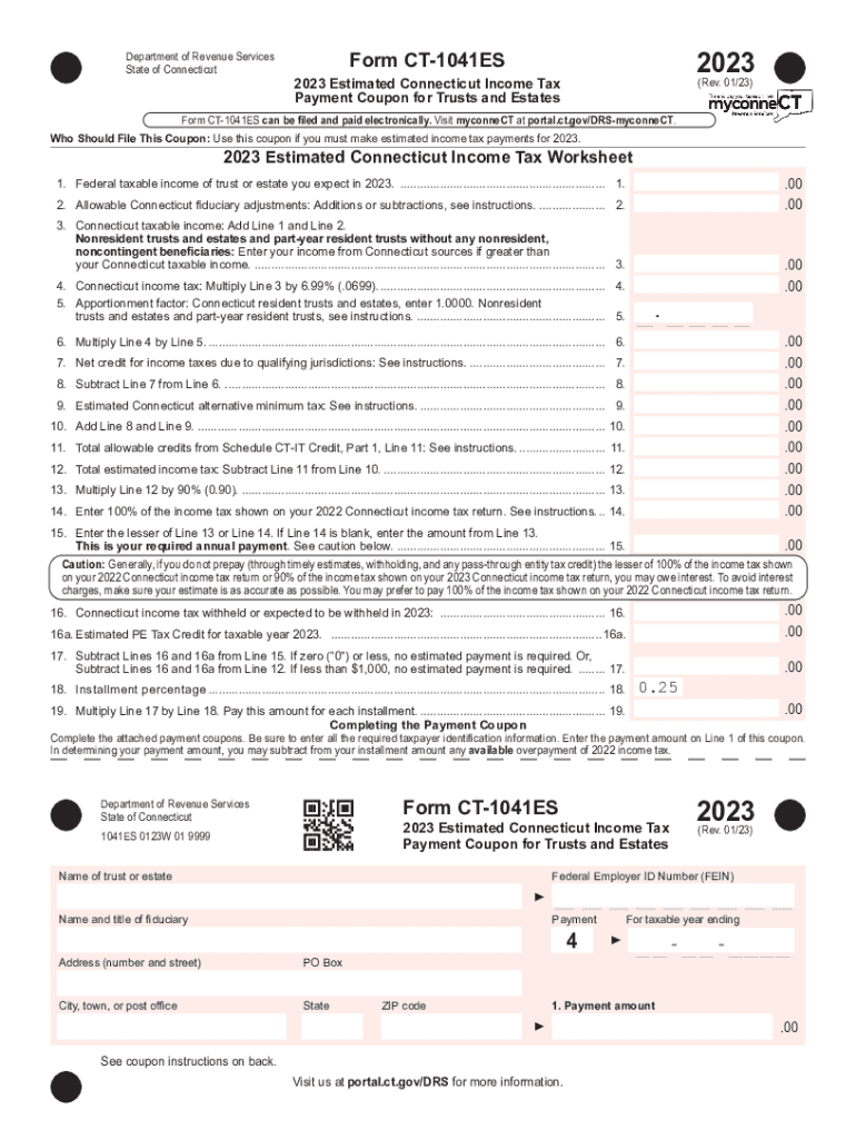 Fillable Online Form CT-1041ES, 2010 Estimated Connecticut Income Tax ...