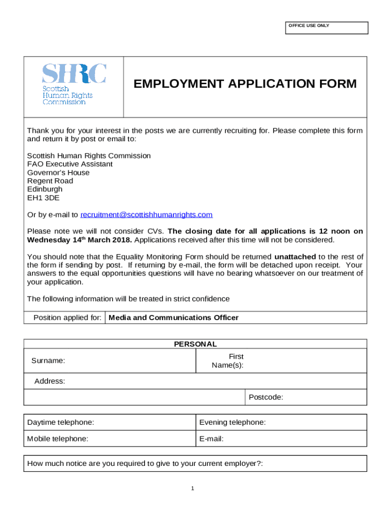 application for employment Doc Template | pdfFiller