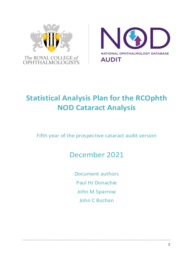 Fillable Online Statistical Analysis Plan for the RCOphth NOD Cataract ...