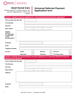 Fillable Online Universal Deferred Payment Application form Fax Email Print - pdfFiller