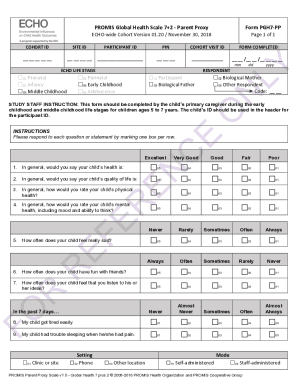 Fillable Online PROMIS Global Health Scale 7+2 - Parent Proxy Fax Email ...