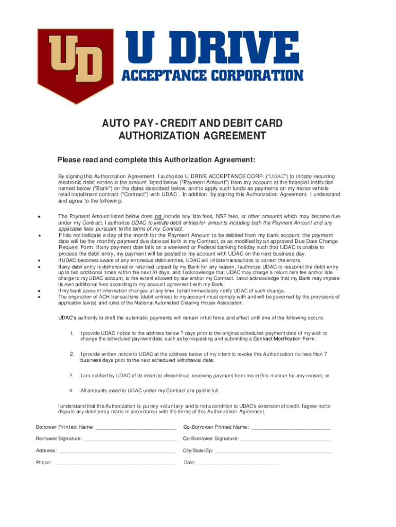Fillable Online Auto Authorization Form - Fill Online, Printable ...