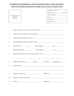 Fillable Online Application form for Spelling correction in Name/Father ...