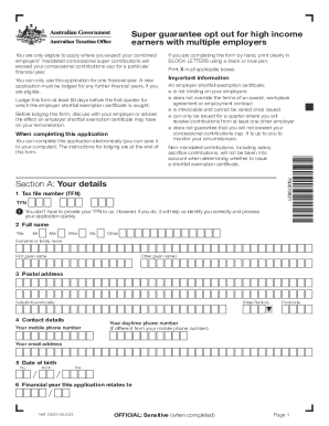 Fillable Online Super guarantee opt out for high income earners with ...