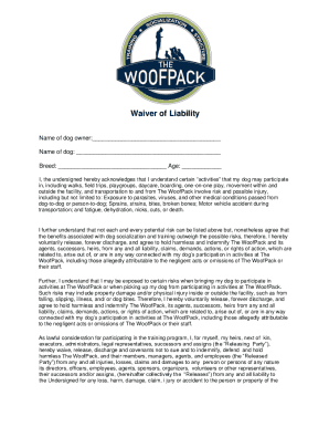 Fillable Online DOG OWNER INTAKE FORM AND LIABILITY WAIVER Fax Email ...