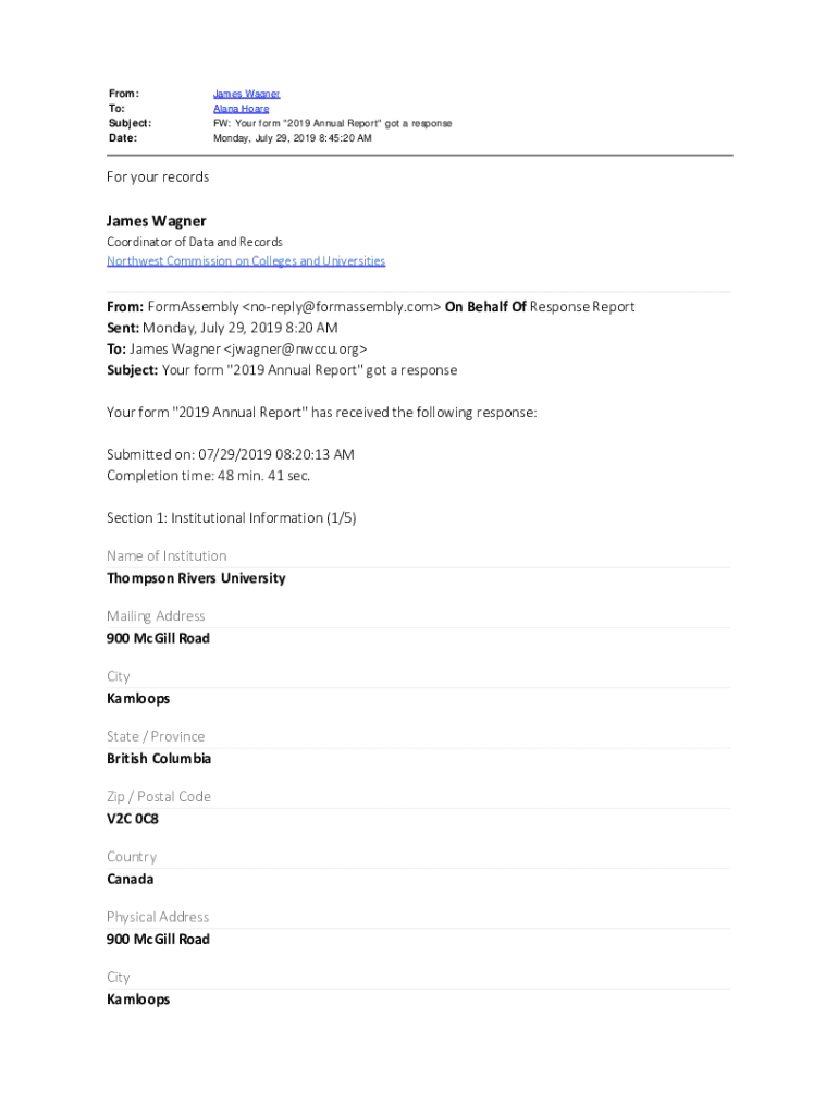 Fillable Online FW: Your form "2019 Annual Report" got a response Fax Email Print - pdfFiller