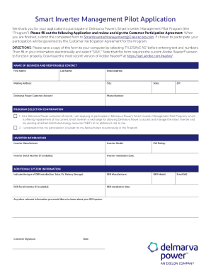 Fillable Online Smart Inverter Management Pilot Application Fax Email ...