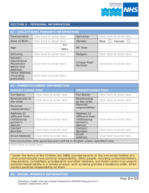 How To Write A Request For An EHC Needs Assessment Doc Template | pdfFiller