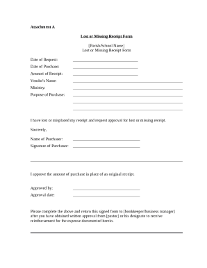 Lost Receipt Template Doc Template | pdfFiller