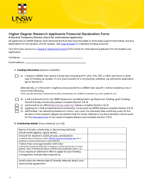 Fillable Online HDR Applicants Financial Declaration Form. HDR ...